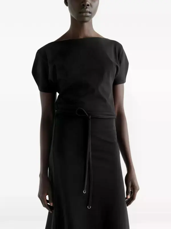 LEMAIRE Belted Midi Dress In Heavy Cotton Jersey - Black