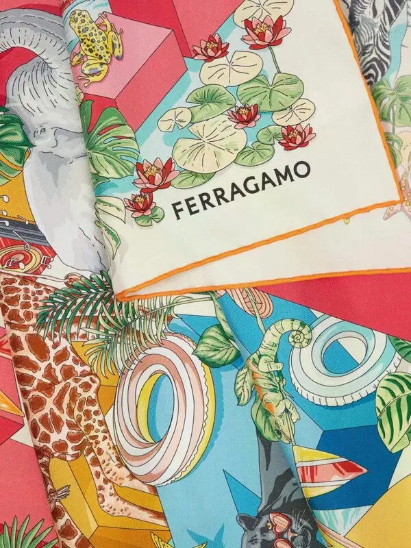 FERRAGAMO Jungle-party Print Silk Scarf