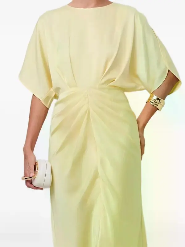 SAVEL Gathered Batwing-sleeve Maxi Dress