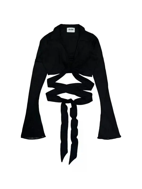 AWGE Cropped Wrap-tie Shirt - Black