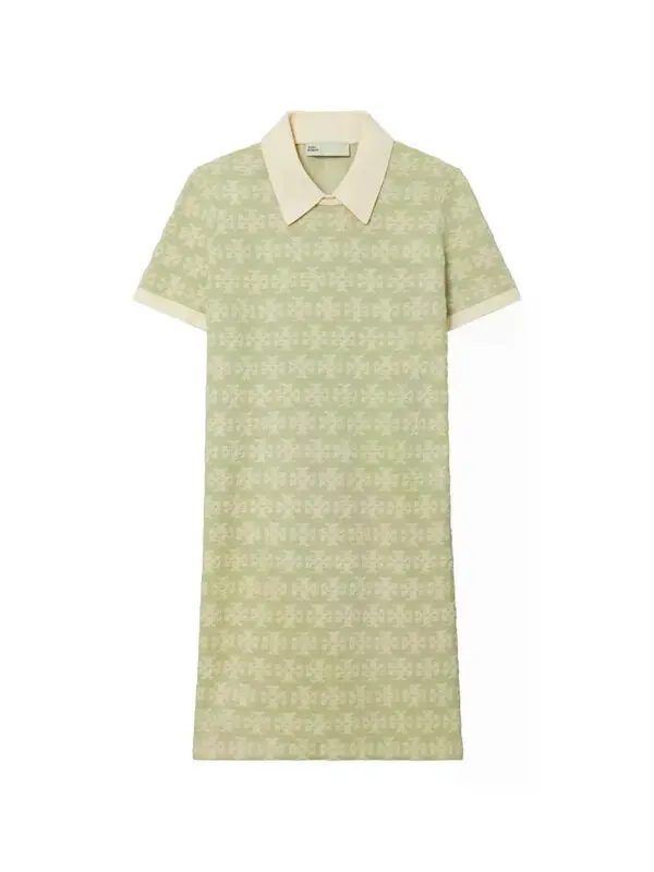 Tory Burch Monogram-pattern Polo Dress - Green