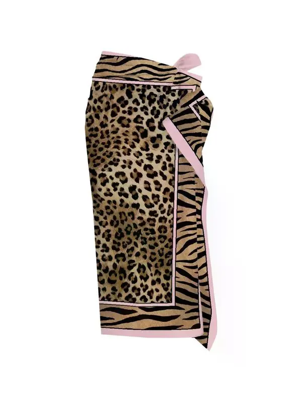 MC2 SAINT BARTH Animal-print Sarong Maxi Skirt - Neutrals