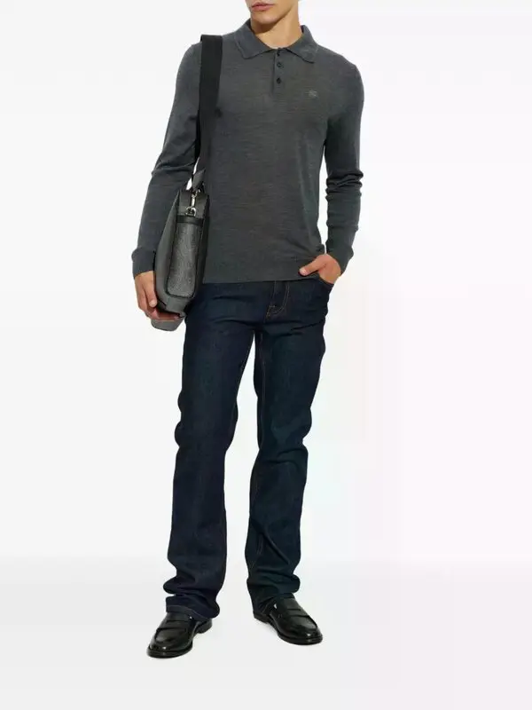 Etro Pegasus-embroidered Long-sleeve Polo Shirt