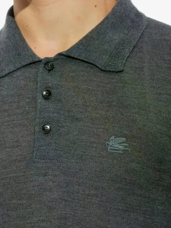 Etro Pegasus-embroidered Long-sleeve Polo Shirt
