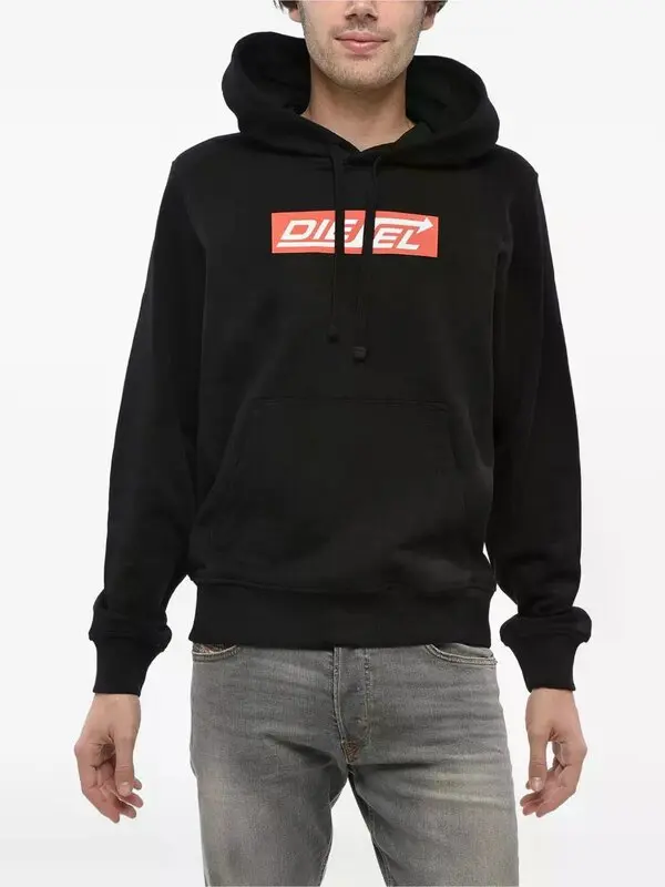 DIESEL® Logo-print Brushed Hoodie - Black
