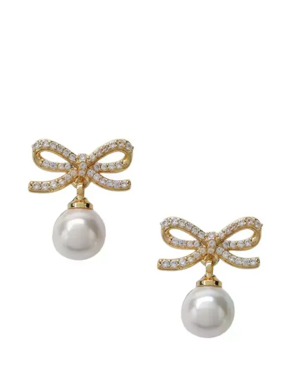 SELF-PORTRAIT Bow Faux-pearl Earrings - Gold