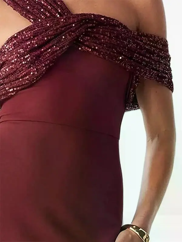 BWLDR Trisha One-shoulder Embellished Maxi Dress - Red