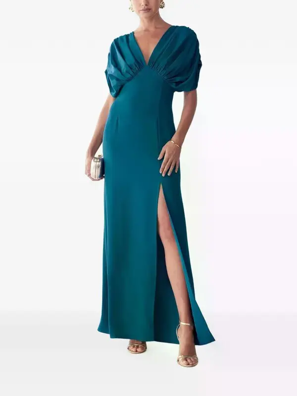 BWLDR Laila Gathered-bodice Maxi Dress - Blue