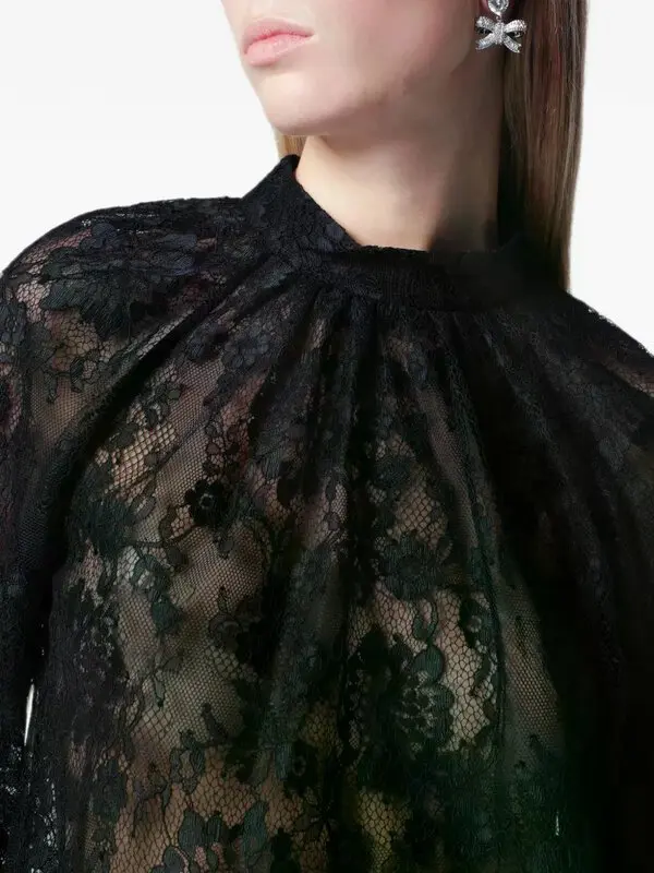SELF-PORTRAIT Lace-panelled High-neck Blouse