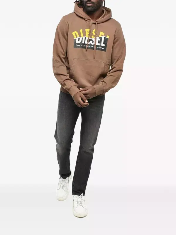 DIESEL® Logo-printed Drawstring Hoodie - Brown