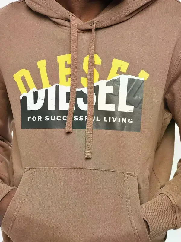 DIESEL® Logo-printed Drawstring Hoodie - Brown