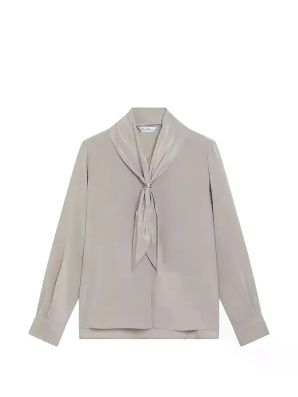 Max Mara Pussy-bow Long-sleeve Blouse - Neutrals