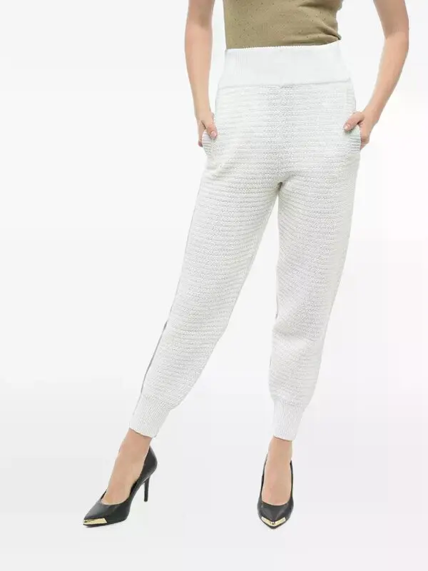 ART ESSAY High-waisted Cotton-knit Trousers - White