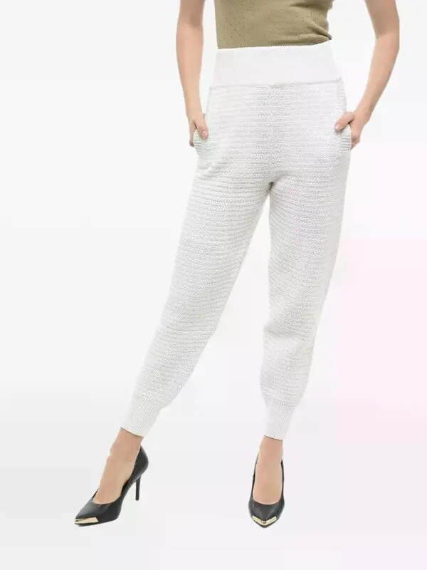 ART ESSAY High-waisted Textured Knit Trousers