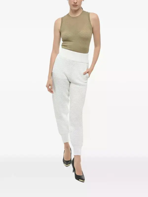 ART ESSAY High-waisted Textured Knit Trousers
