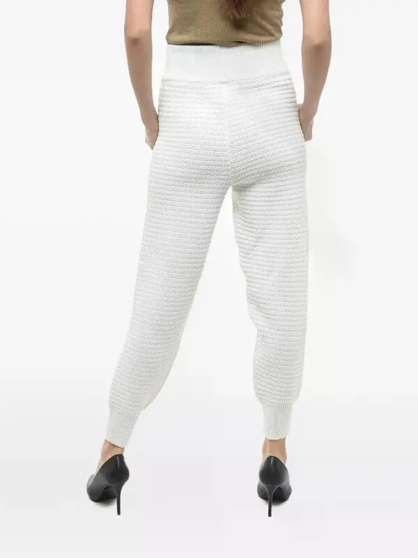 ART ESSAY High-waisted Textured Knit Trousers