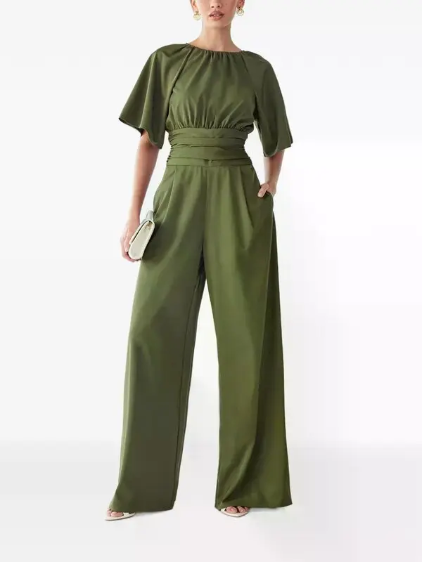 WILLA Pleated-waist Jumpsuit - Green