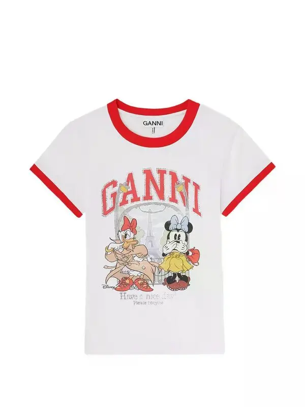 GANNI Graphic Print T-shirt - White