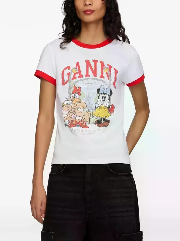 GANNI Graphic Print T-shirt - White