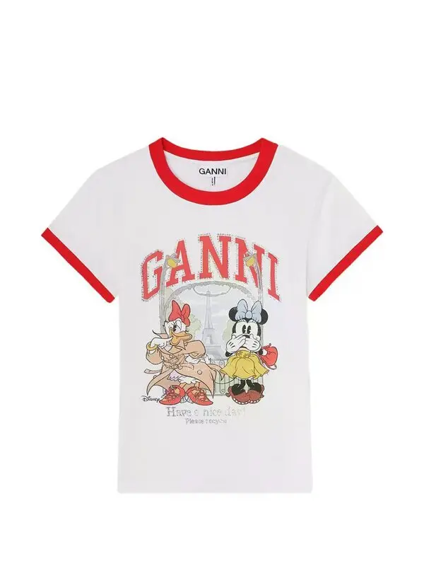 GANNI Graphic Print T-shirt - White