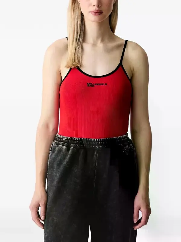 Karl Lagerfeld Logo-print Ribbed Bodysuit - Red