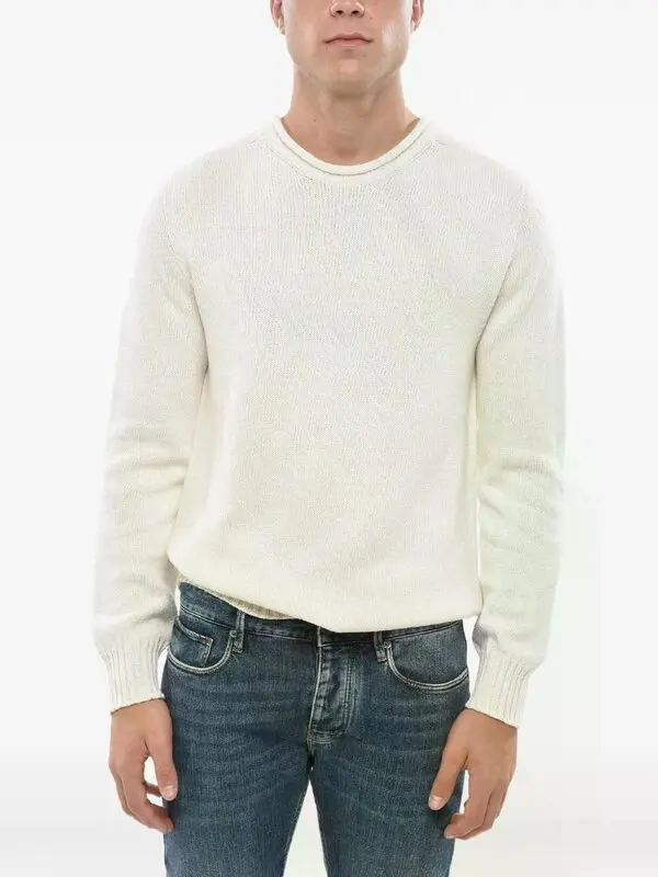 Malo Crew Neck Long Sleeve Sweater - White