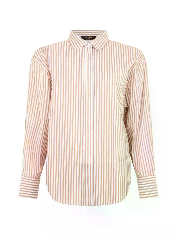 MOORER Striped Long-sleeve Shirt - Orange