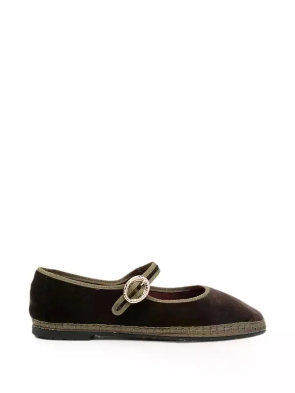 FLABELUS Ulla Velvet Ballet Flats - Brown
