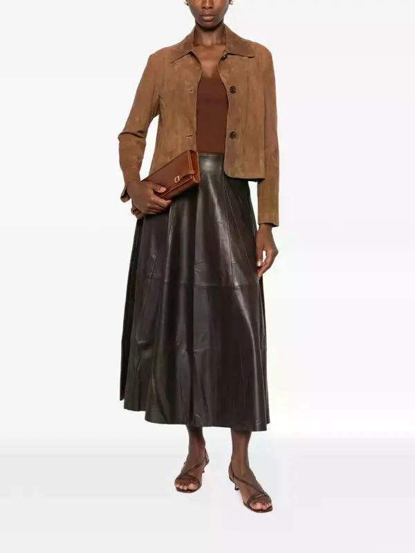ARMA Paneled Leather Midi Skirt
