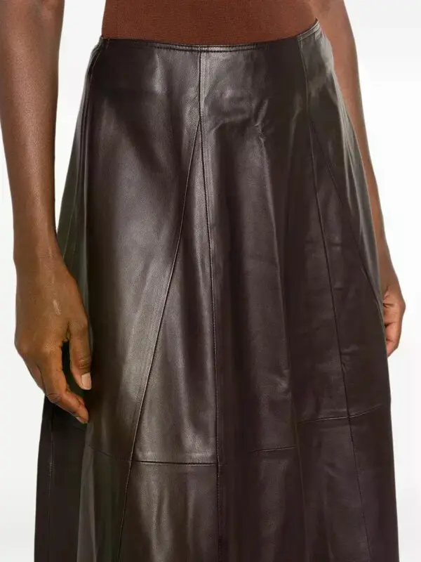 ARMA Paneled Leather Midi Skirt