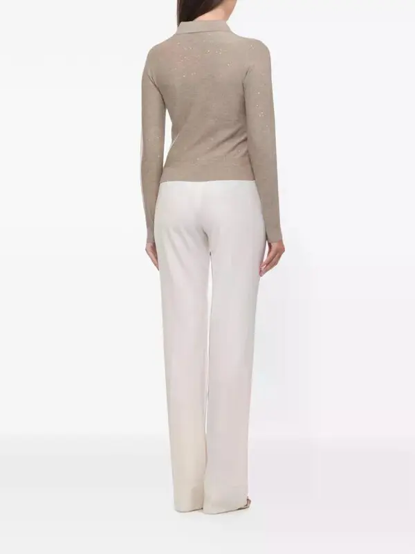 EMME Sequin-embellished Lurex-detail Polo Top