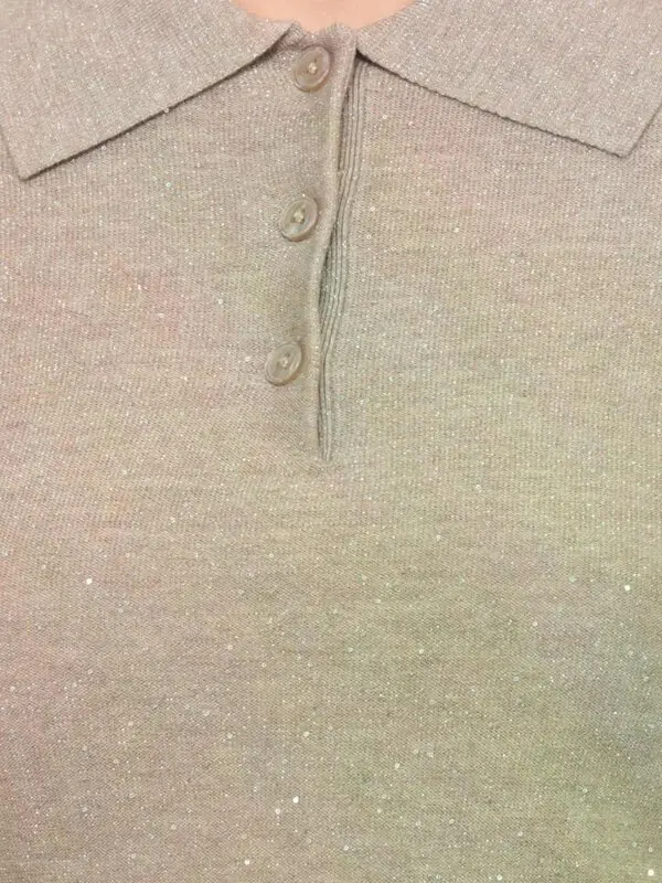 EMME Sequin-embellished Lurex-detail Polo Top