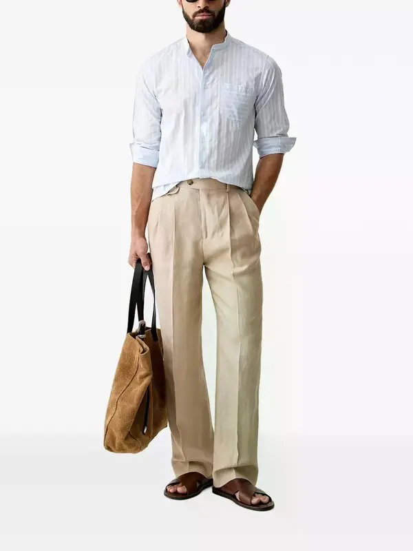 BENETTON Striped Mandarin-collar Shirt