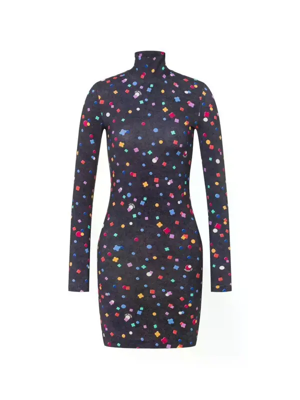 Moschino Short Dress Made Of Printed Technical Jersey - Grey