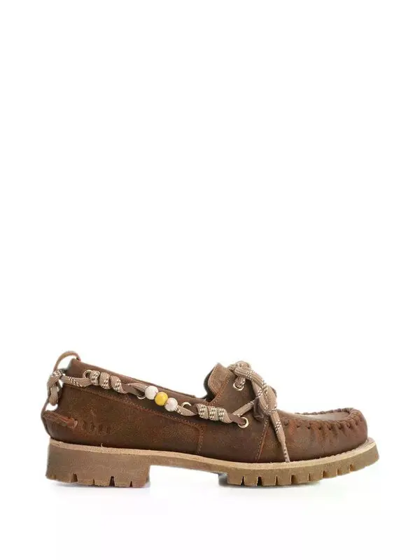 GOLDEN GOOSE Waxed Suede Loafers With Bead Embellishment