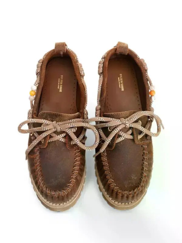 GOLDEN GOOSE Waxed Suede Loafers With Bead Embellishment