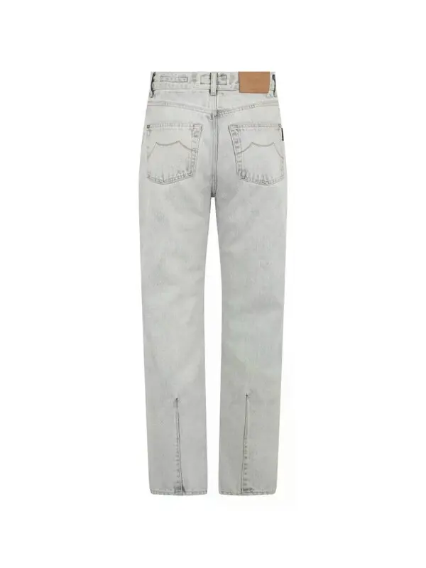 MOORER Acid Wash Slit-hem Jeans