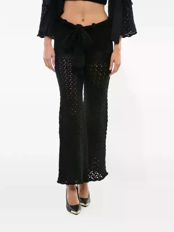 MATIMI Openwork-knit Belted Trousers - Black