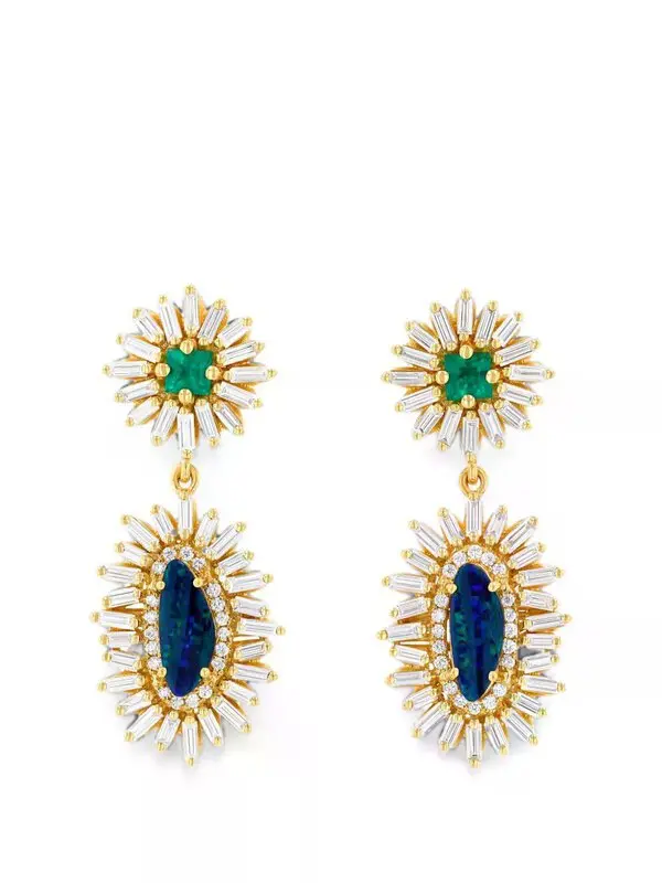SUZANNE KALAN Emerald And Opal Drop Earrings - Gold