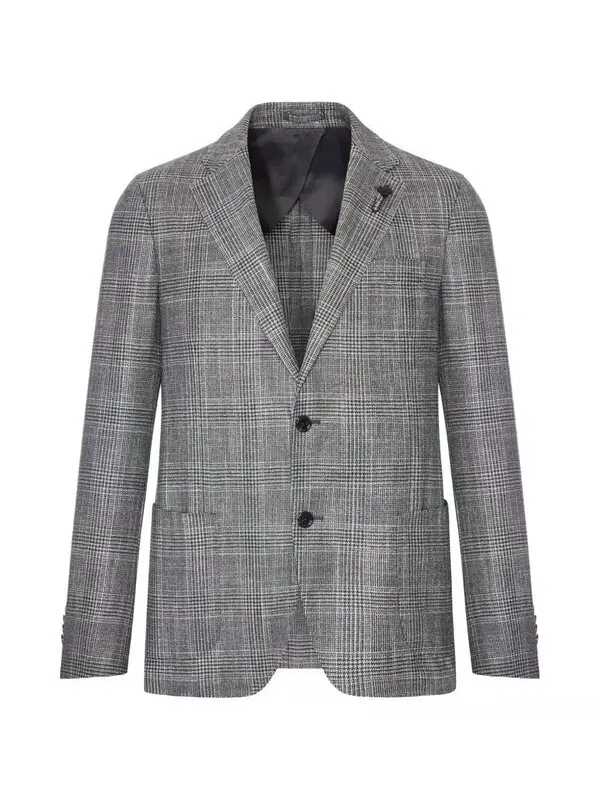 LARDINI Prince Of Wales Check Blazer - Grey
