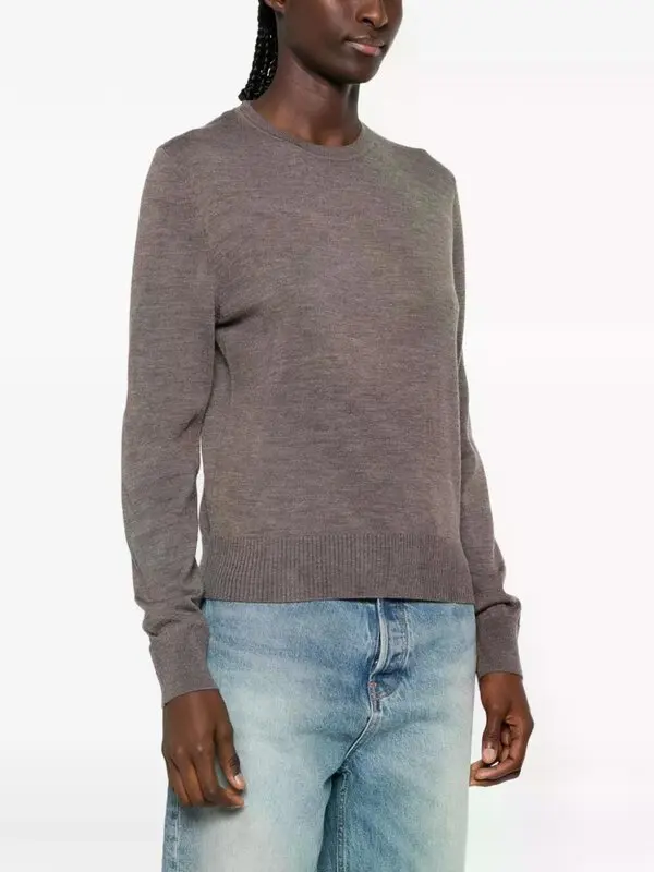 Pinko Crew Neck Long Sleeve Wool Sweater - Grey