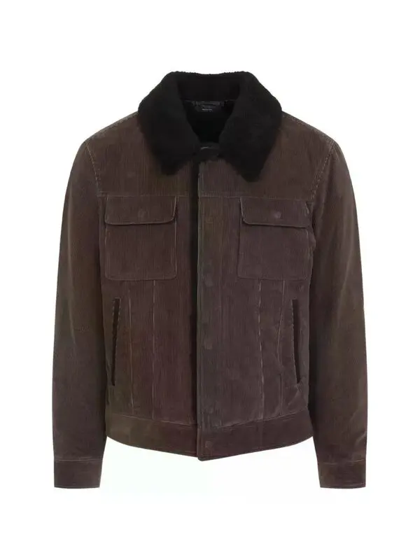 TOM FORD Shearling-collar Corduroy Jacket - Brown