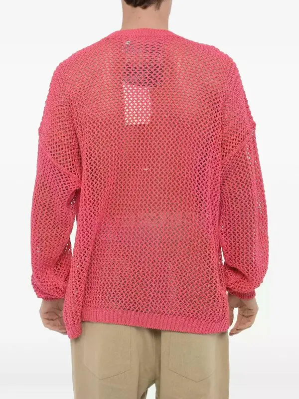 RAMAEL Openwork Crew-neck Sweater - Pink