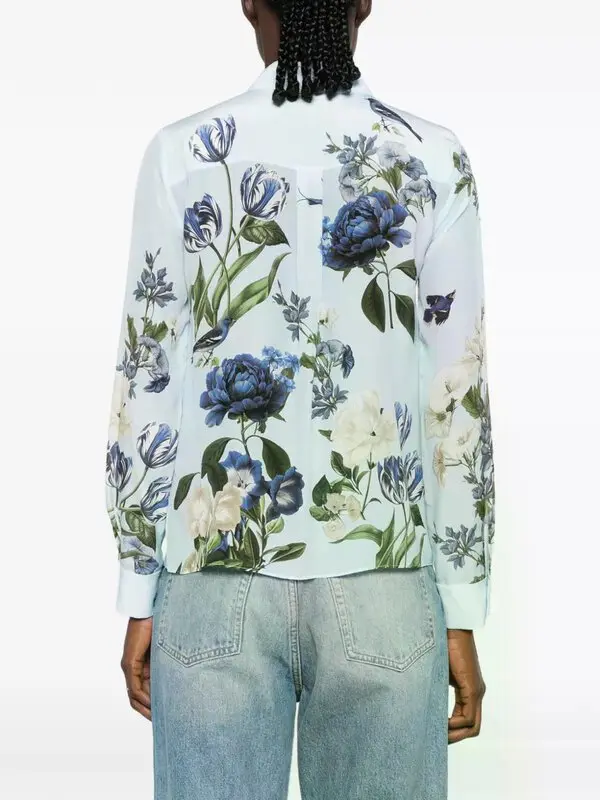 Alice + Olivia Floral Print Bird Motif Shirt