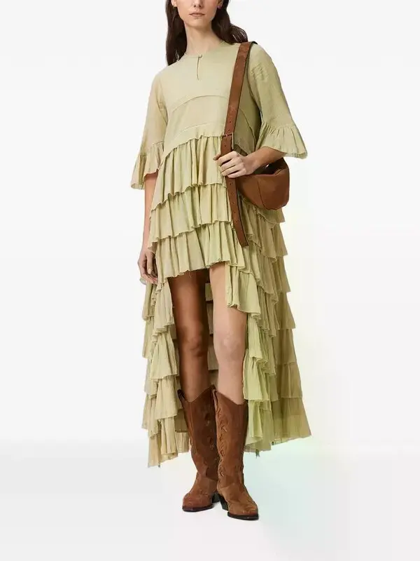 ALLSAINTS Cavarly Asymmetrical Tiered Dress - Green