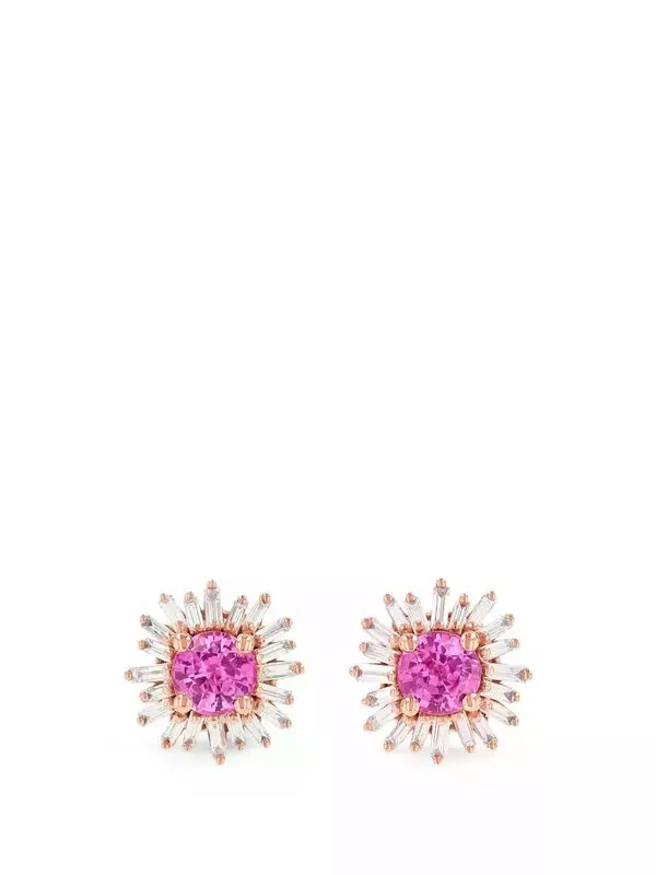 SUZANNE KALAN Princess Sapphire And Diamond Earrings - Pink