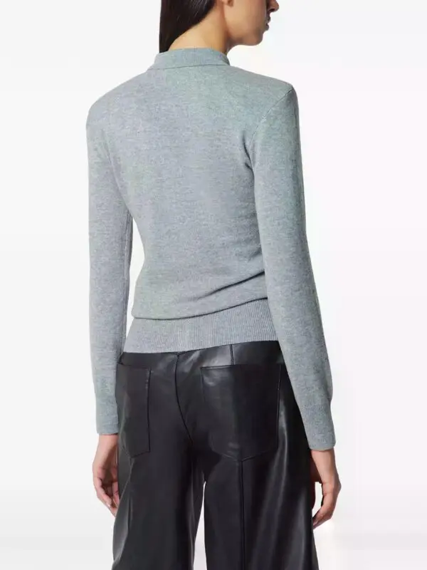 ROTATE BY BIRGER CHRISTENSEN Long Sleeve Polo Shirt With Logo Patch - Grey
