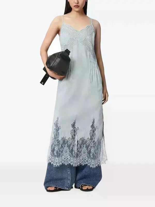 ALLSAINTS Samia Lace Trim Midi Dress