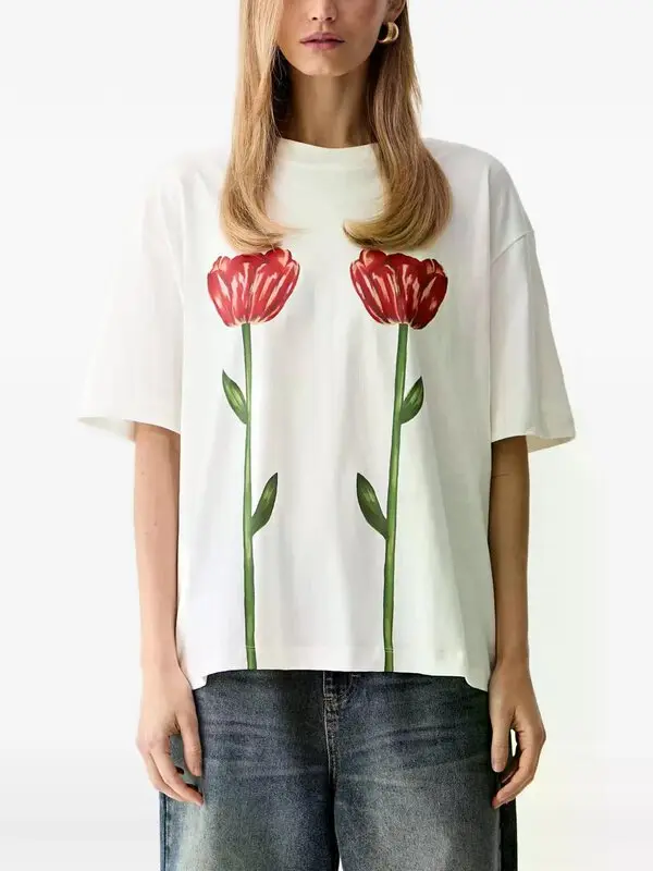 Farm Rio Tullip-print T-shirt - White