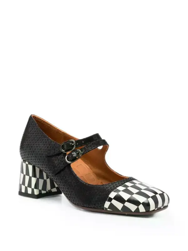 Chie Mihara Volcano Check-pattern Double-strap Pumps